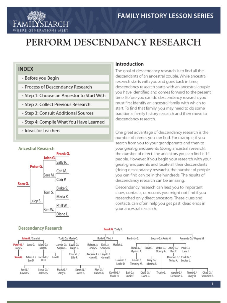 Lesson 1 Descendancy Research | PDF