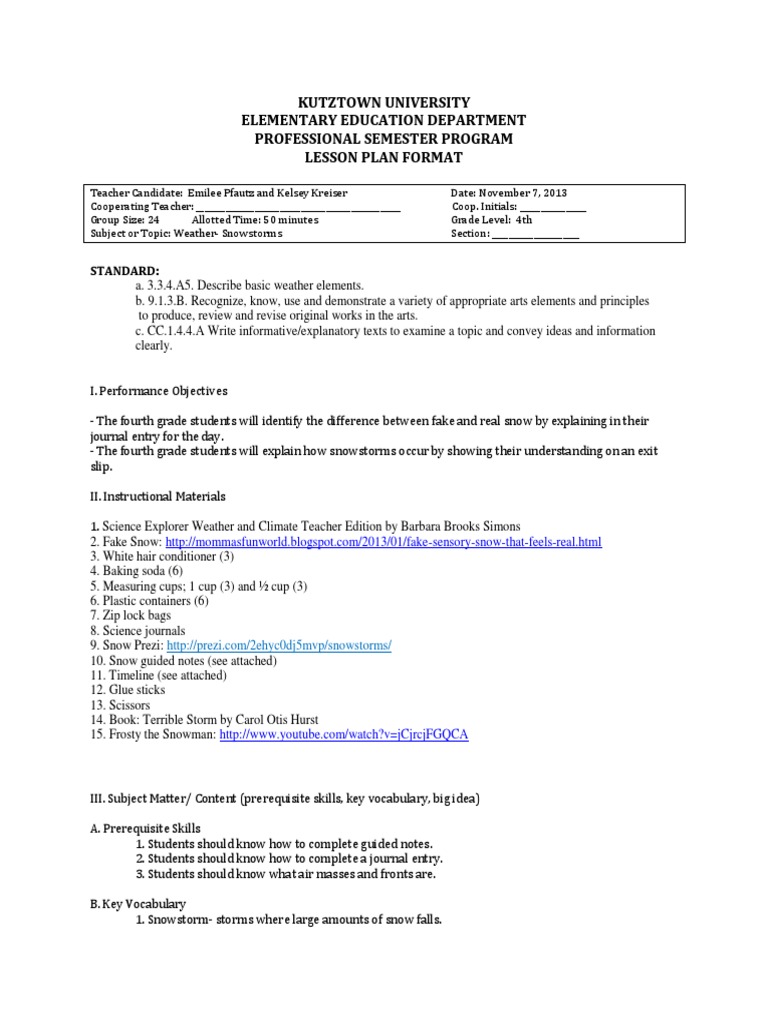 Snowstorm Lesson Plan | PDF | Blizzards | Winter Storm