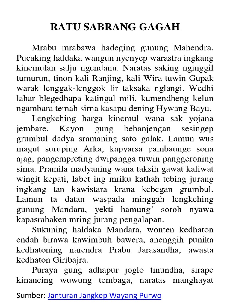Ratu Sabrang Gagah PDF | PDF