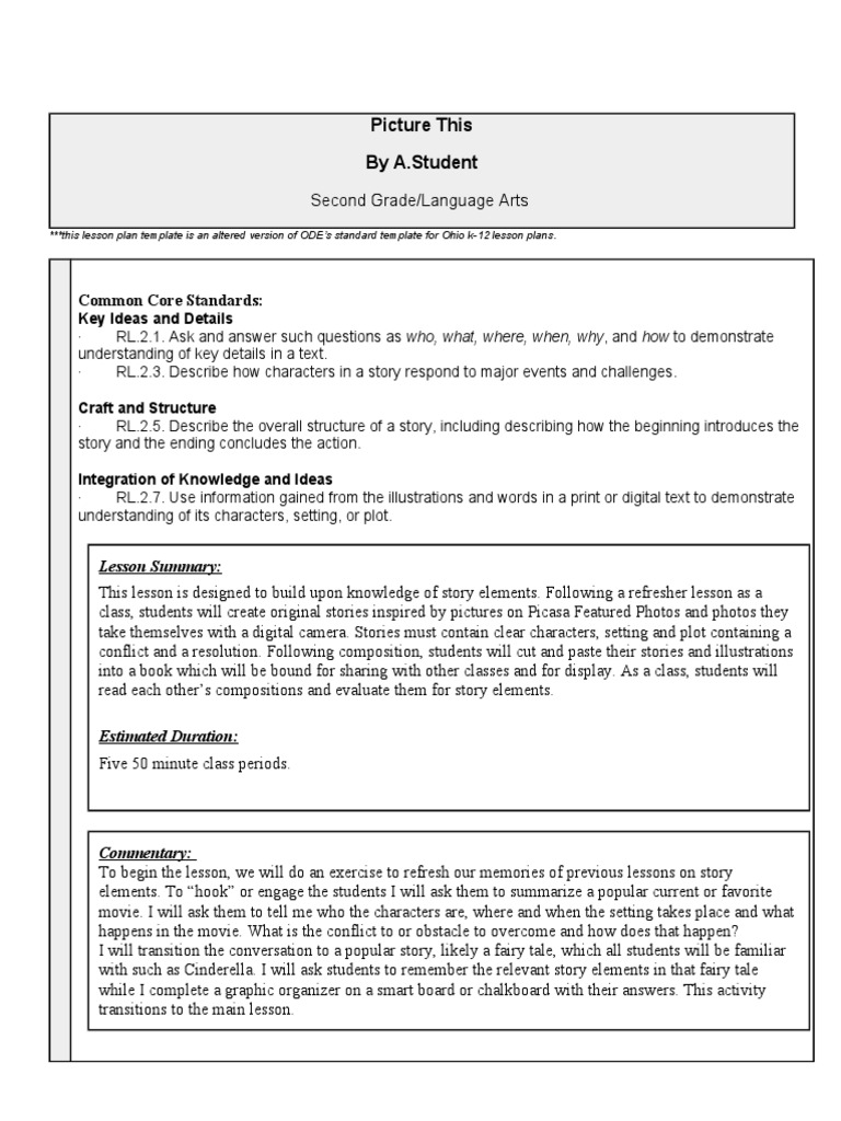 Sample Student Lesson Plan 2220 | PDF | Reading Comprehension ...