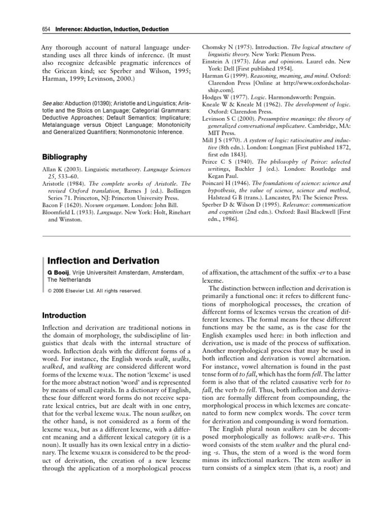 Booij Inflection and Derivation PDF | PDF | Morphology (Linguistics) | Grammatical Number