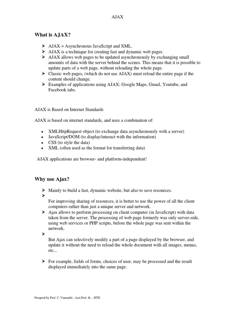 Ajax Notes | PDF | Ajax (Programming) | Software Engineering