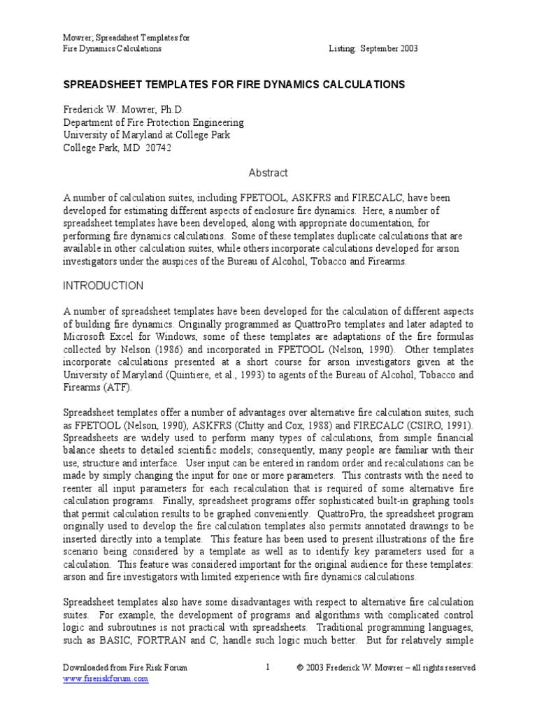 Fire Dynamics Calculations | PDF | Gases | Pressure