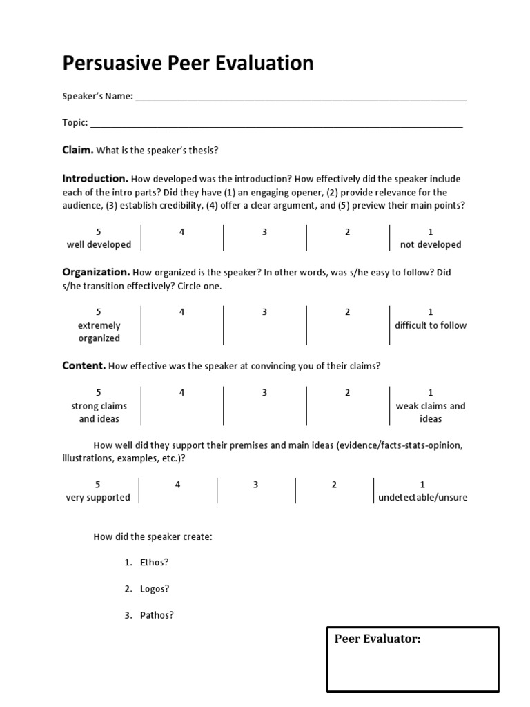 Persuasive Peer Evaluation | PDF