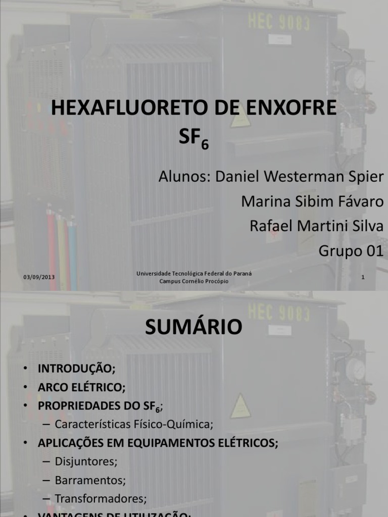 Hexafluoreto de Enxofre Sf6 | PDF | Transformador | Materiais