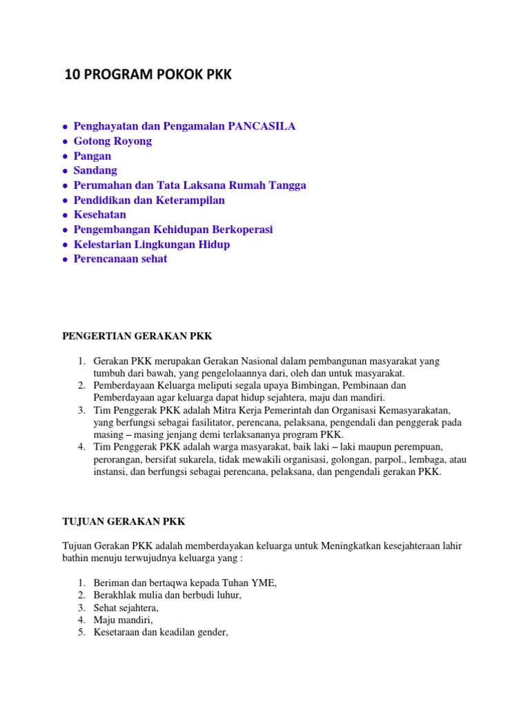 10 Program Pokok PKK | PDF