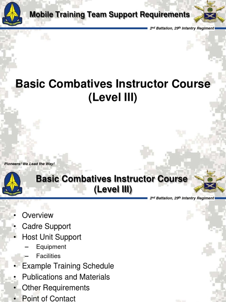 Basic Combatives Instructor Course (Level III) MTT Slides PDF | PDF ...