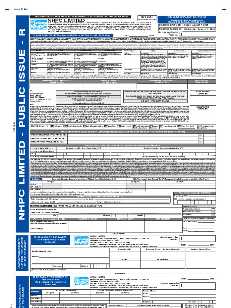 NHPCL Resident Form | Download Free PDF | Stocks | Corporations