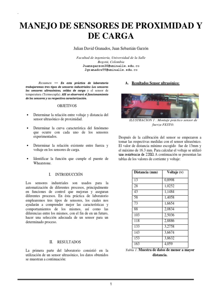 Informe Sensores | PDF | Sensor | Par termoeléctrico