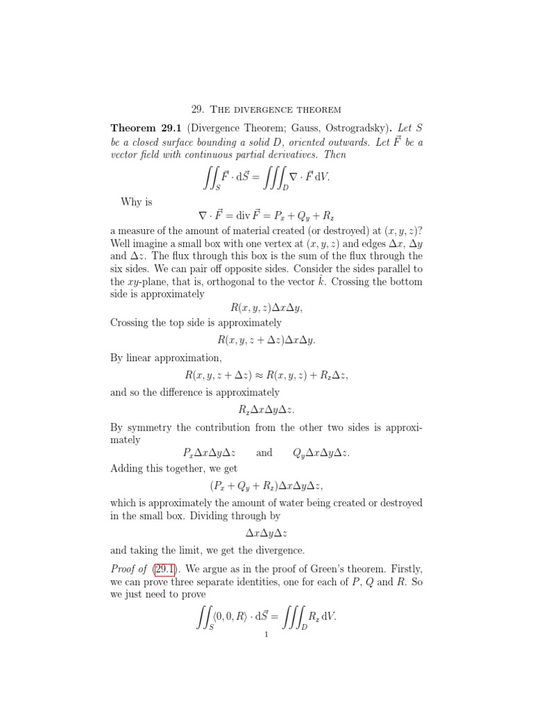 Gauss Theorem PDF | PDF | Flux | Divergence