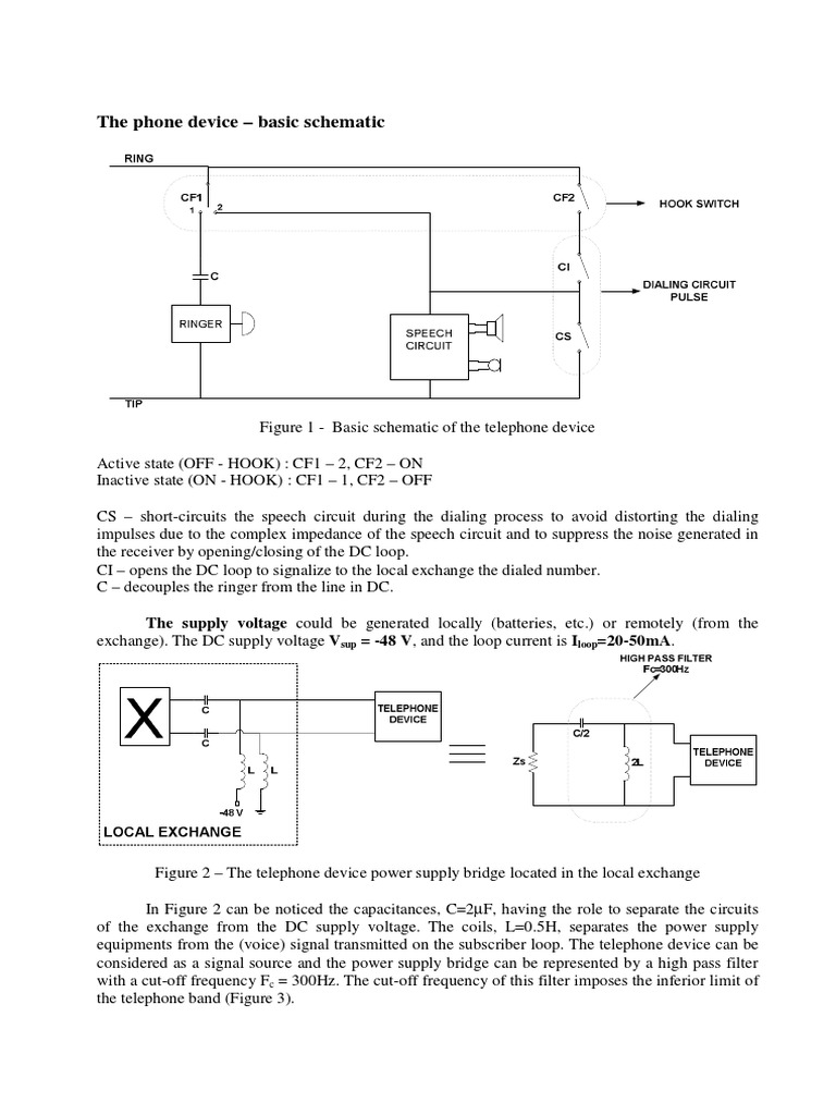 The phone device – basic schematic | Telephone | Telephone Exchange