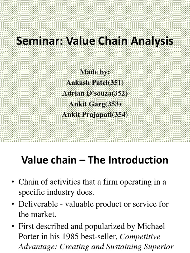 Value Chain Analysis | PDF | Value Chain | Supply Chain