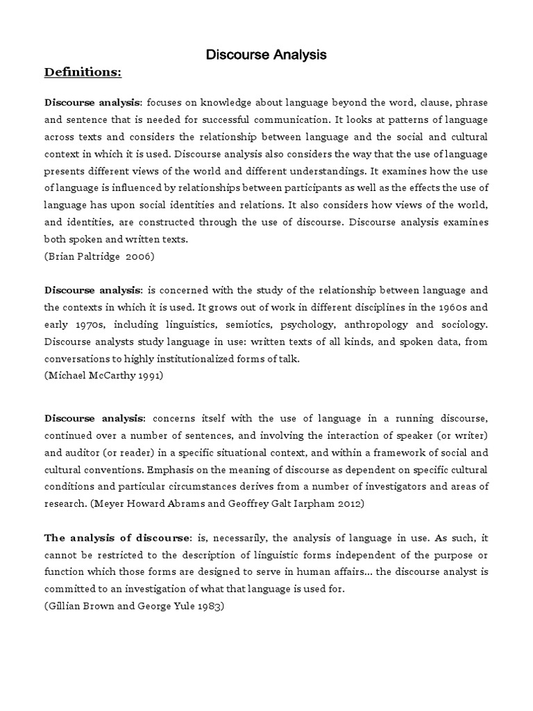 Discourse Analysis | PDF | Discourse | Linguistics