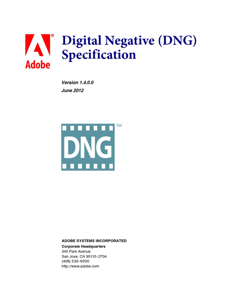 DNG file specification | Raw Image Format | File Format