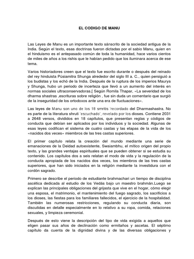 El Codigo de Manu | PDF | Religión y creencia | Jainismo