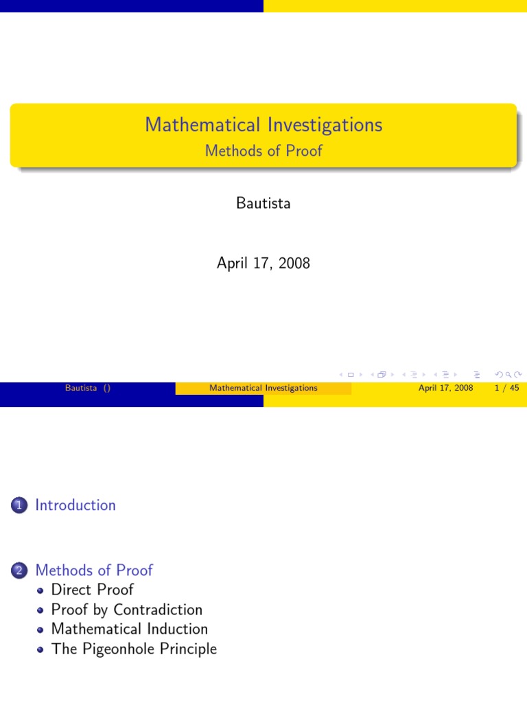 Mathematical Investigations | PDF | Mathematical Proof | Logical Consequence