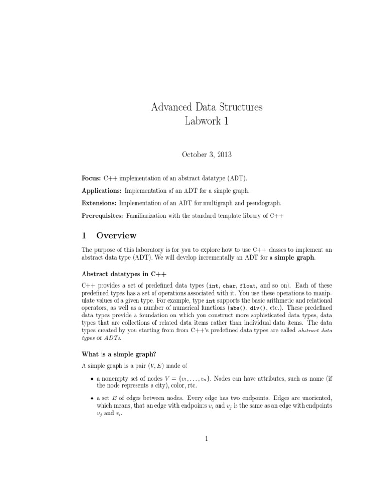 Advanced Data Structures Labwork 1: October 3, 2013 | PDF | Array Data Structure | Vertex (Graph ...
