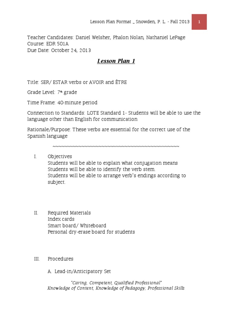 Spanish Verbs SER and ESTAR | PDF | Grammatical Conjugation | Lesson Plan