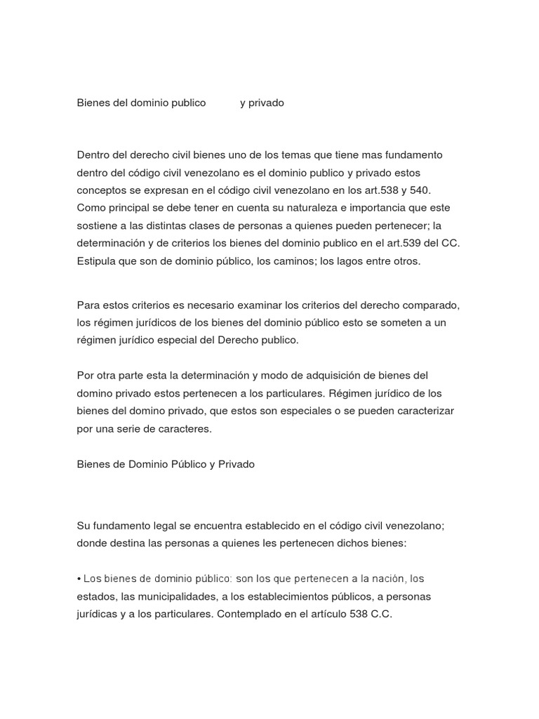 Bienes de Dominio Público y Privado | PDF | Propiedad | Nación
