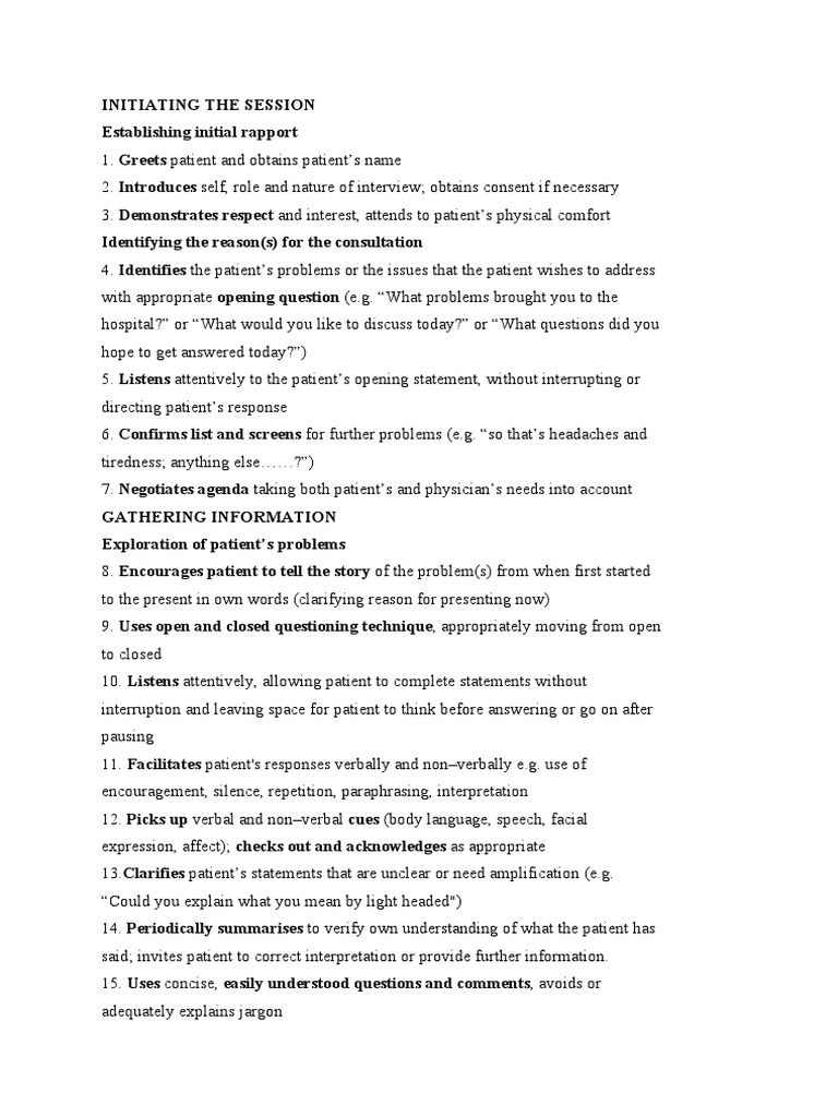 Initiating The Session Establishing Initial Rapport | PDF | Patient ...