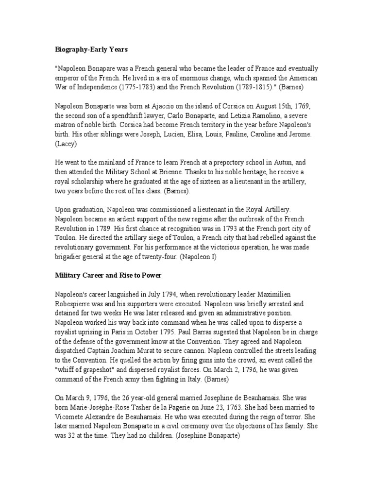 Biography of Napoleon Bonaparte PDF | PDF | Napoleon | First French Empire