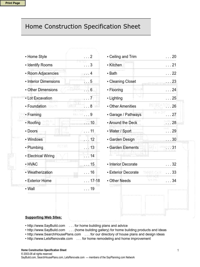 Construction Sheet PDF | PDF | Room | Basement