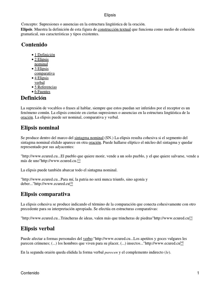 Definición y Tipos de Elipsis | PDF | Verbo | Oración (Lingüística)