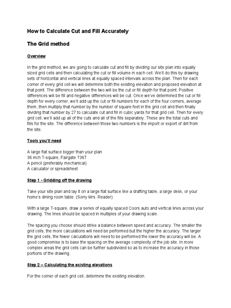 How To Calculate Cut and Fill Accurately | PDF | Teaching Methods ...