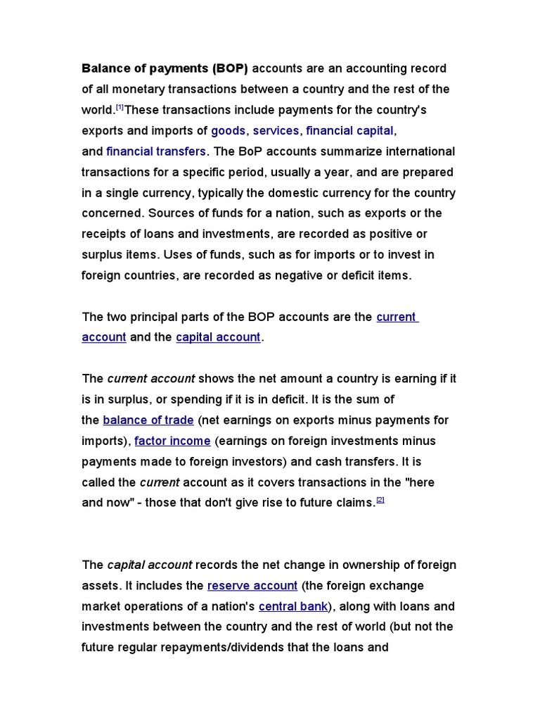 Balance of Payments | PDF | Current Account | Capital Account