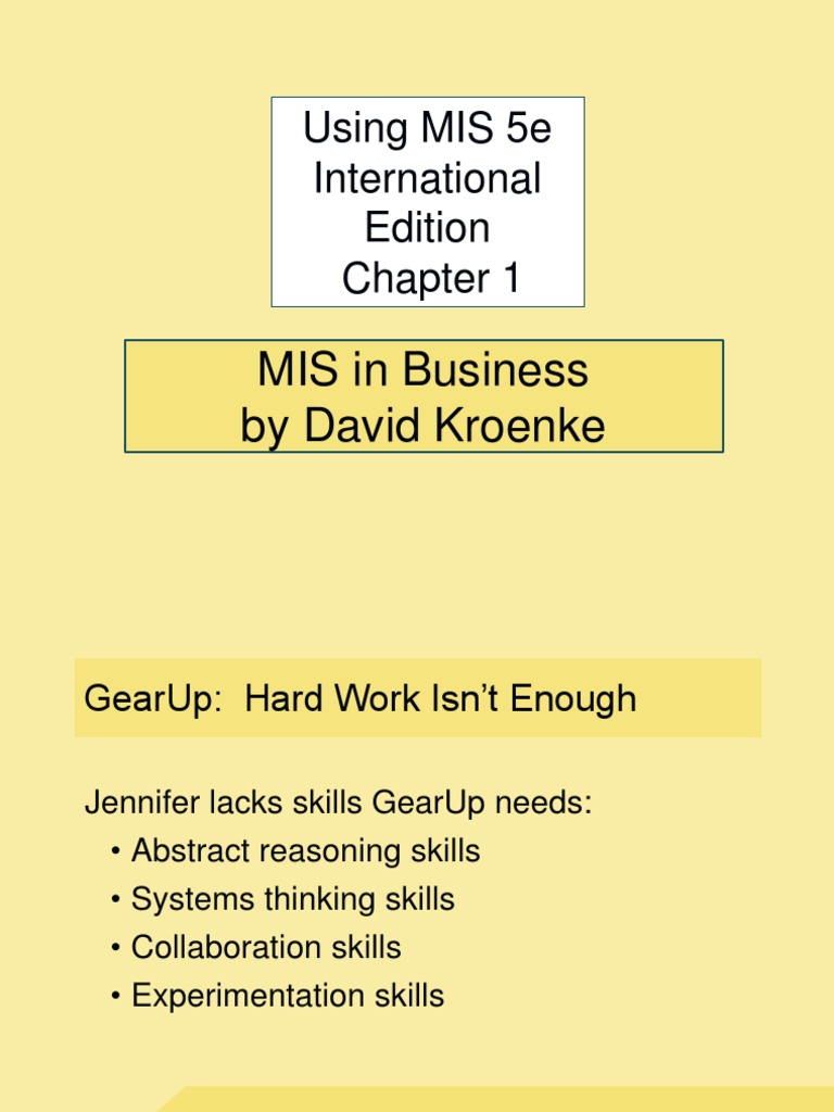 Using MIS 5e International Edition: MIS in Business by David Kroenke ...