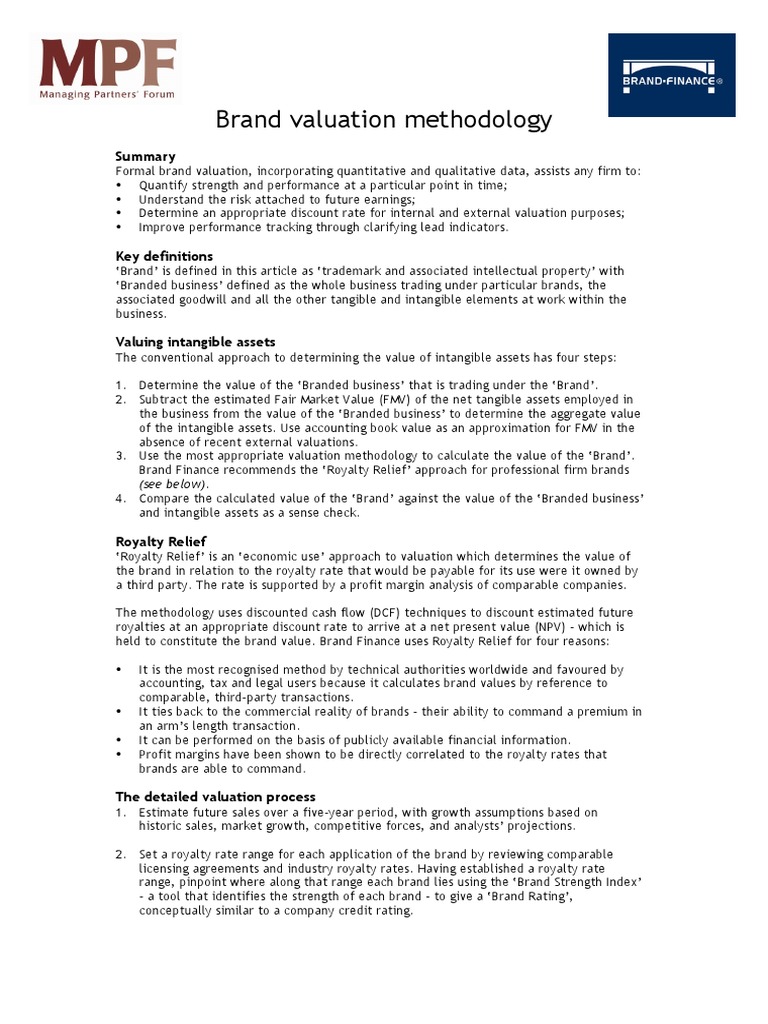 Brand Valuation Methodology Overview | PDF | Discounted Cash Flow ...