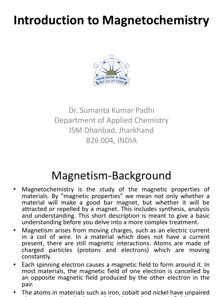 Introduction To Magnetochemistry | PDF | Magnetism | Ferromagnetism