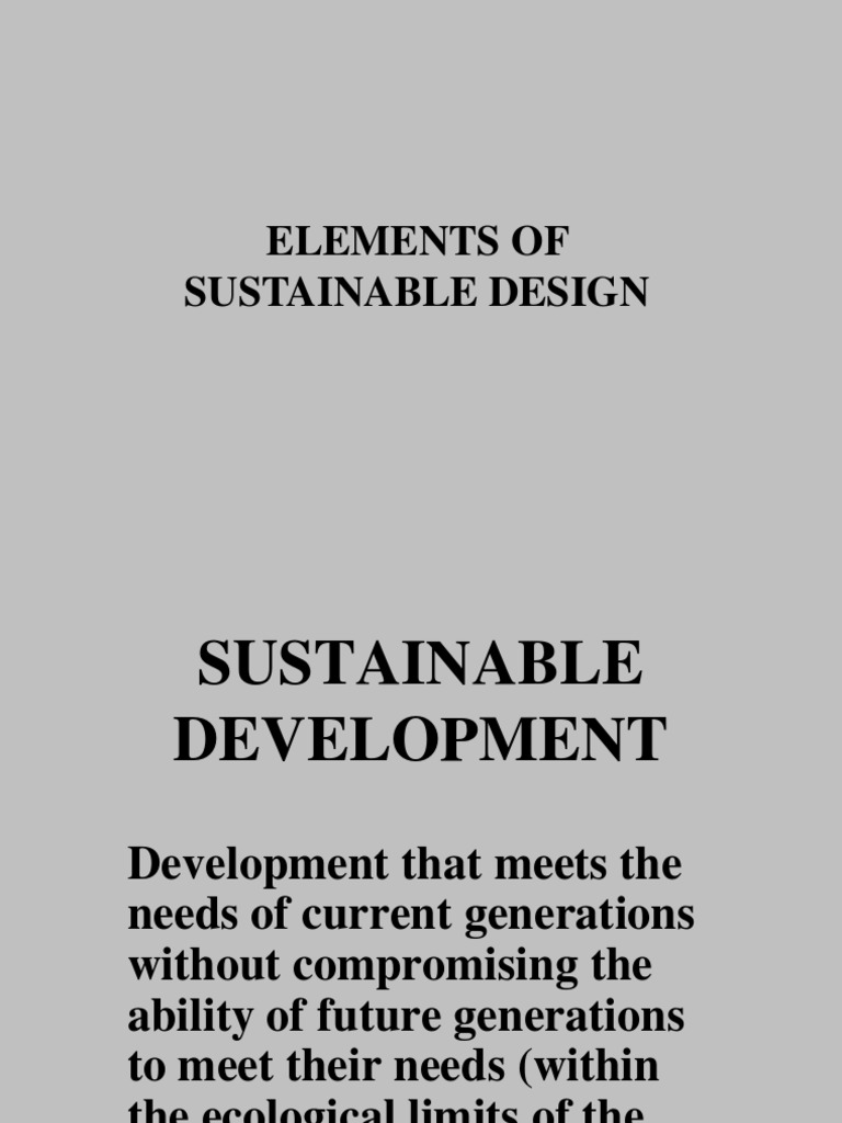 Elements of Sustainable Design | PDF | Sustainability | Resource