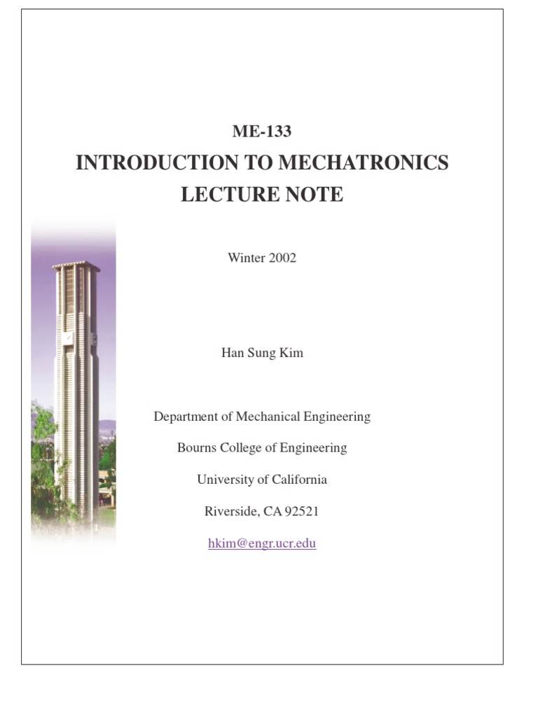 Introduction To Mechatronics Lecture Note: Winter 2002 | Download Free ...