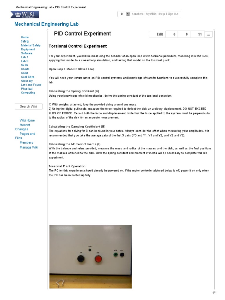 PID Control Experiment: Mechanical Engineering Lab | PDF | Control ...