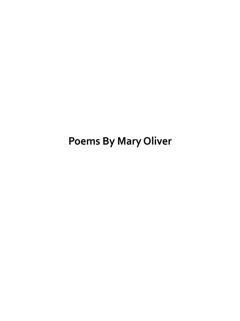 Poems by Mary Oliver | PDF | Nature