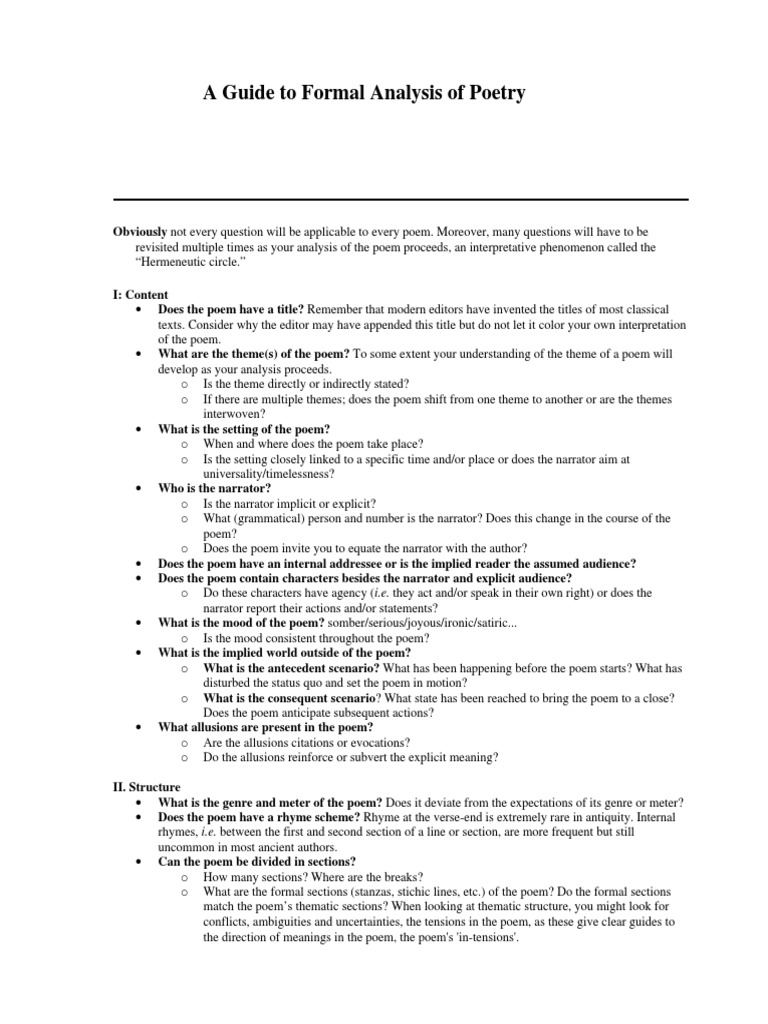 Poetry Analysis Guide: Content & Style | PDF | Poetry | Human Communication