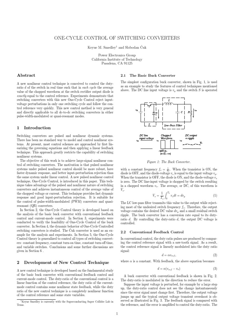 One Cycle Control | PDF | Control Theory | Signal (Electrical Engineering)