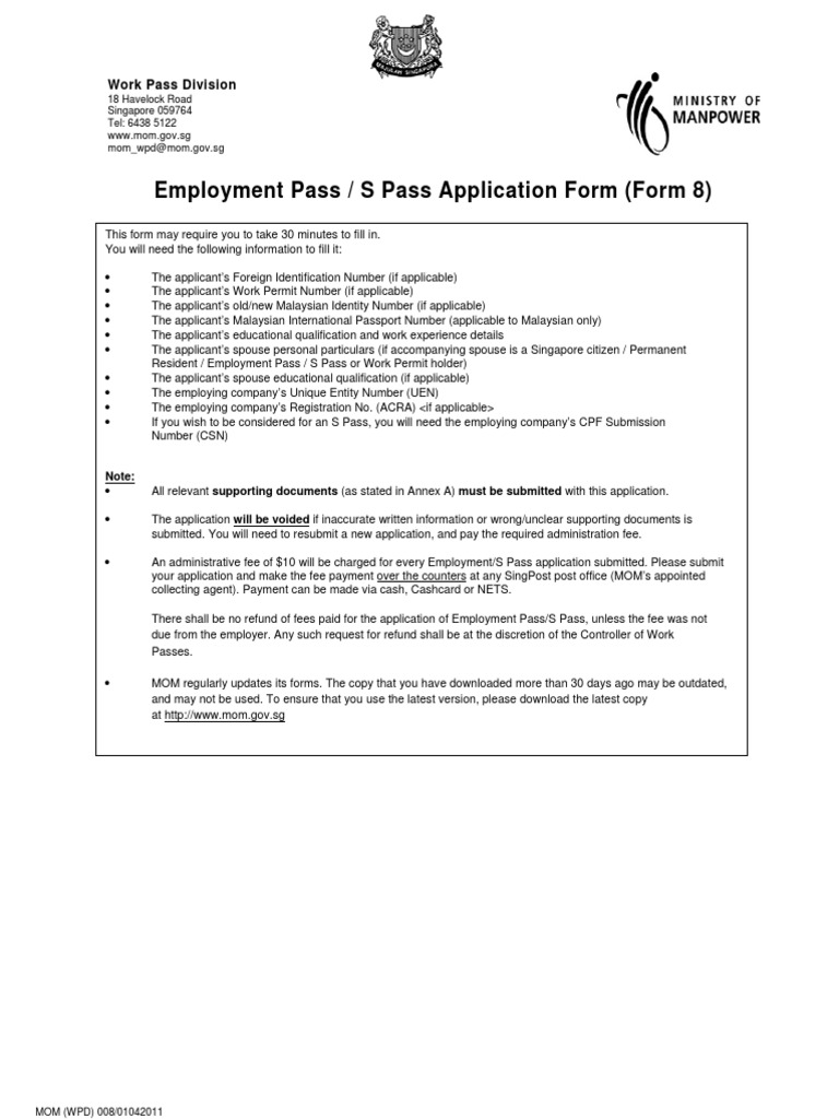 Employment Pass Form PDF | PDF | Finance & Money Management