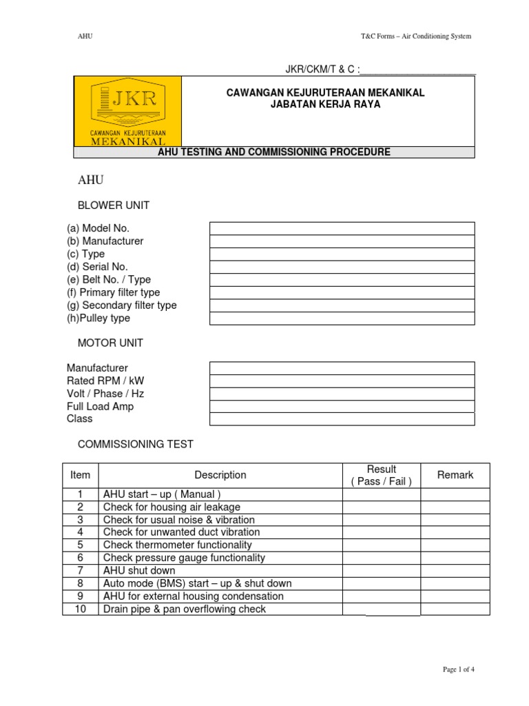 JKR Acmv Ahu PDF | PDF | Air Conditioning | Temperature