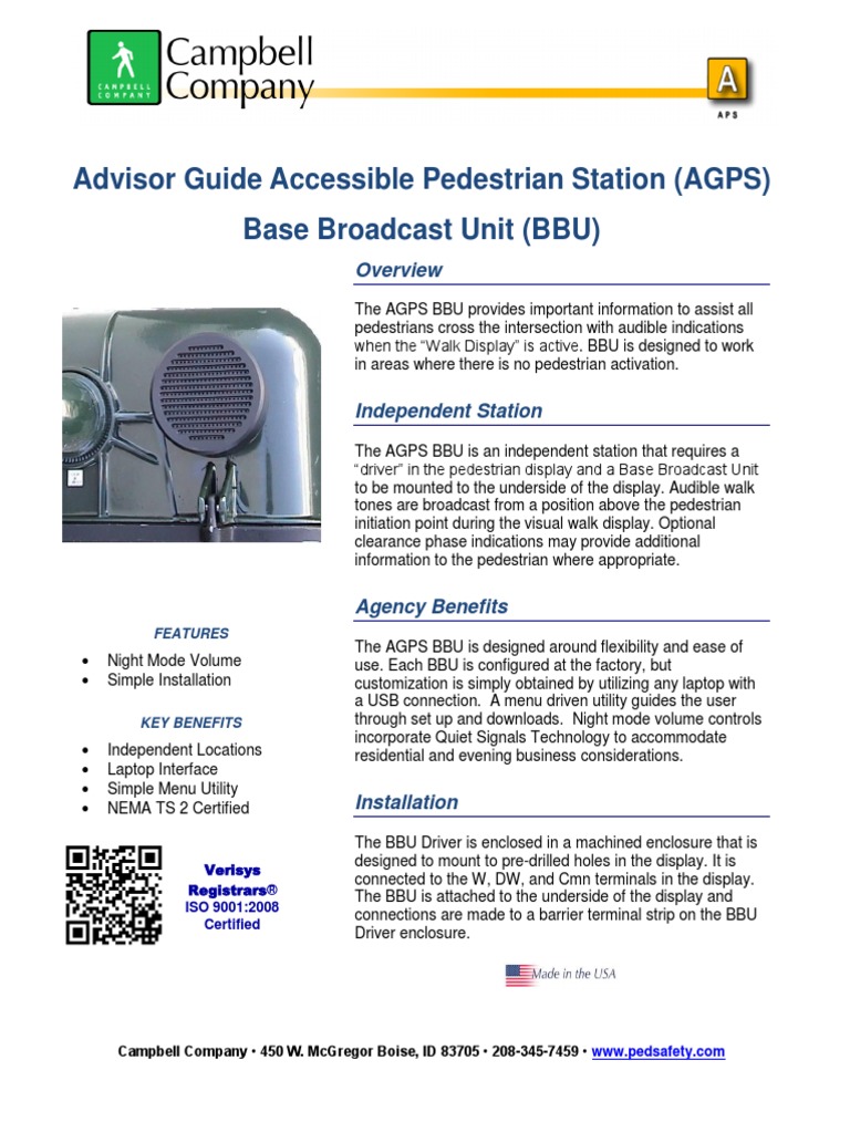 Advisor Guide Accessible Pedestrian Station (AGPS) Base Broadcast Unit ...