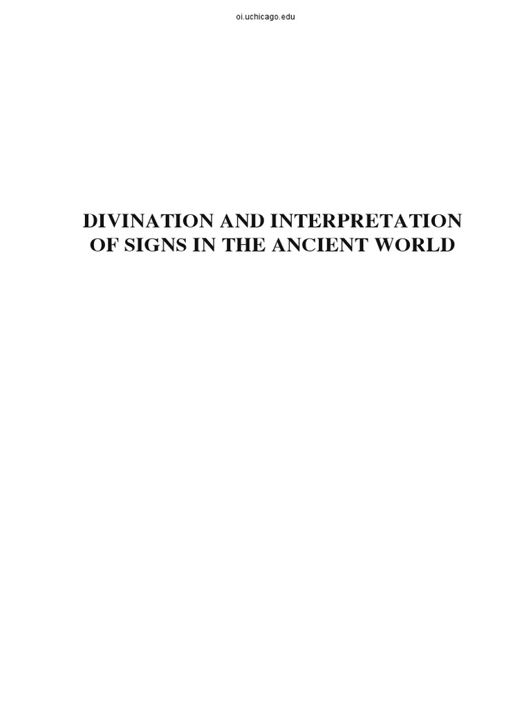 Divination and Interpretation of Signs in Ancient World | PDF ...