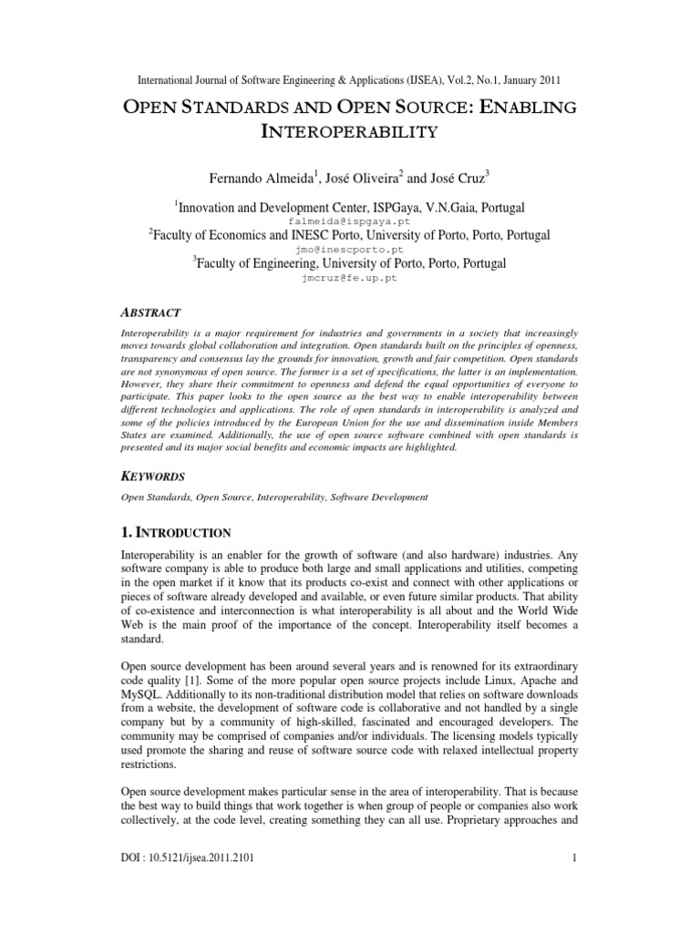 Open Standards & Open Source For Interoperability PDF | PDF