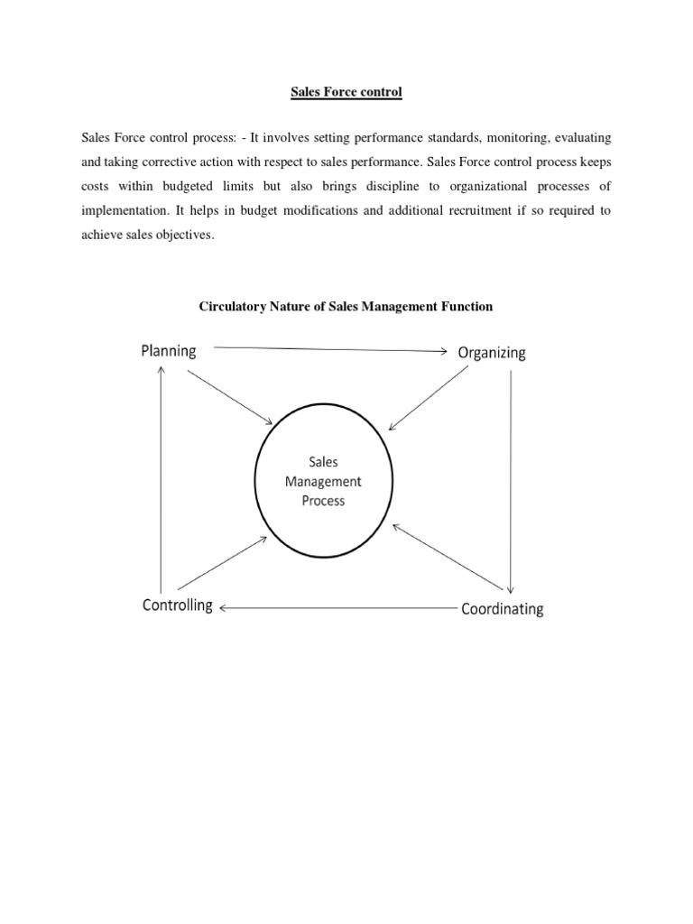 Sales Force control process: setting performance standards, monitoring ...