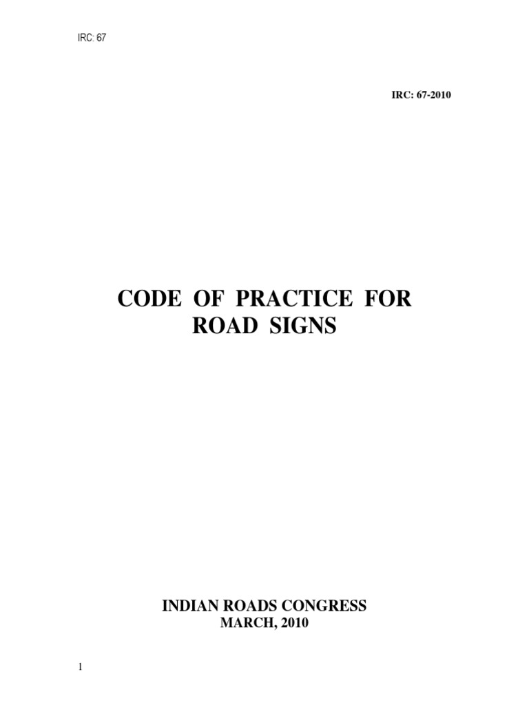IRC - 67 - Traffic Signs PDF | PDF | Traffic | Road