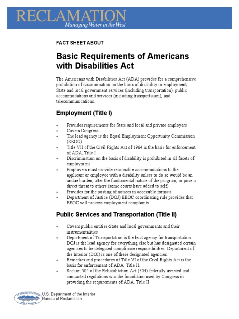 Americans With Disabilities Act. | PDF | Americans With Disabilities ...