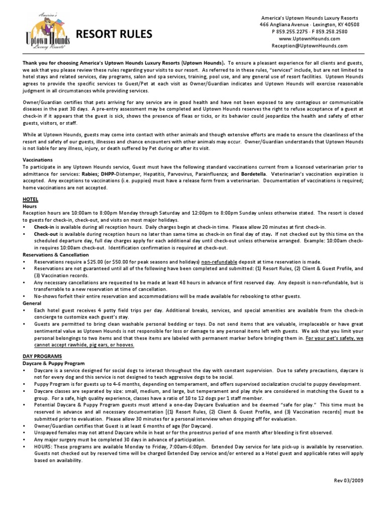 Resort Rules | PDF