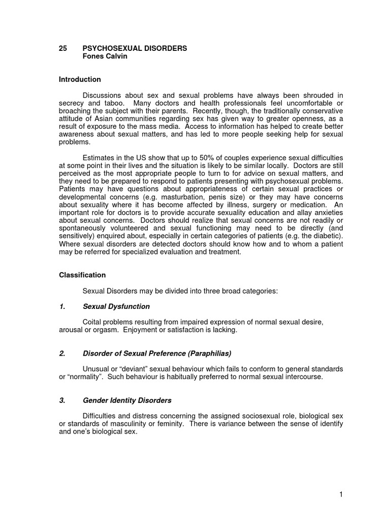 Psychosexual Disorders | PDF | Sexual Dysfunction | Sexual Intercourse