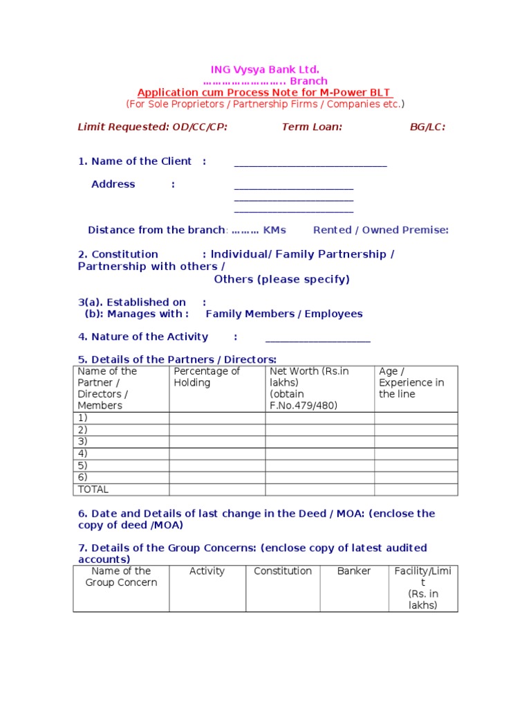 BLT Application Form | PDF