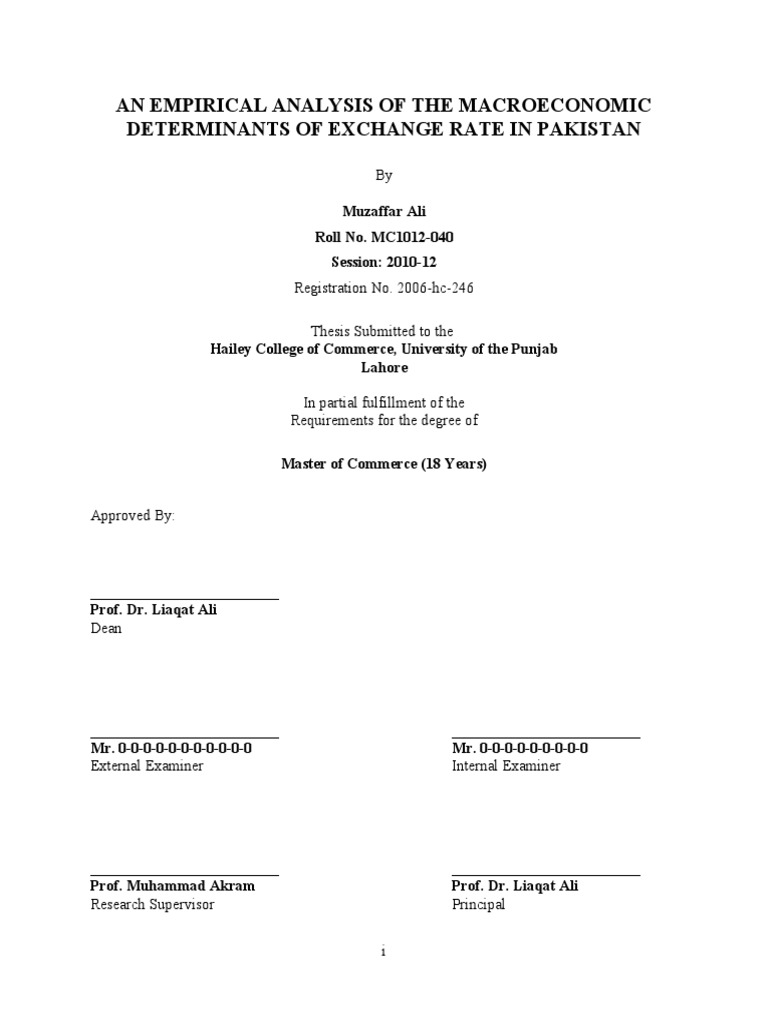 An Empirical Analysis of The Macroeconomic Determinants of Exchange ...